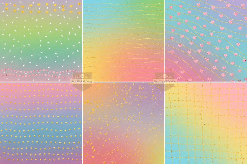 Unicorn Glitter Background Digital Paper Pack - So Fontsy