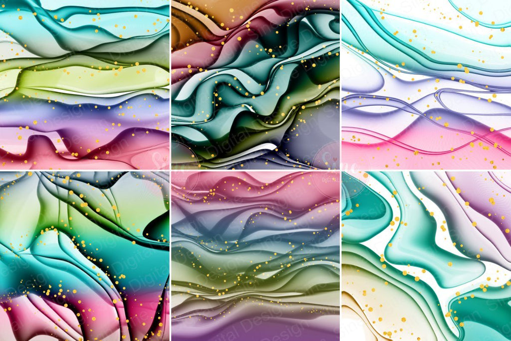 Unicorn Ink Glitter Digital Papers Background Pack - So Fontsy