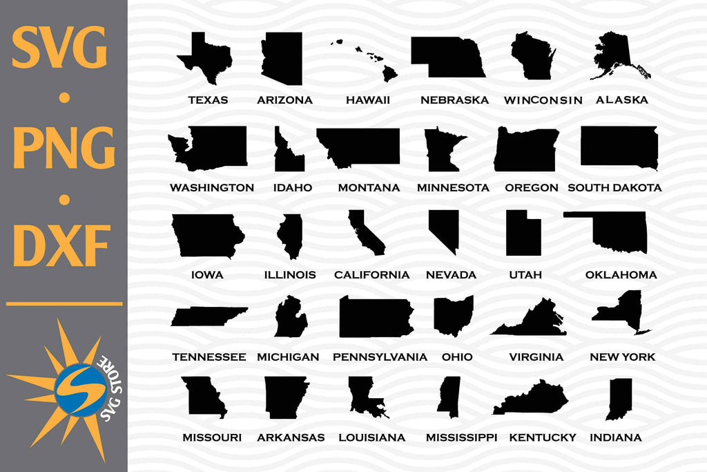 USA State Map SVG, PNG, DXF Digital Files Include - So Fontsy