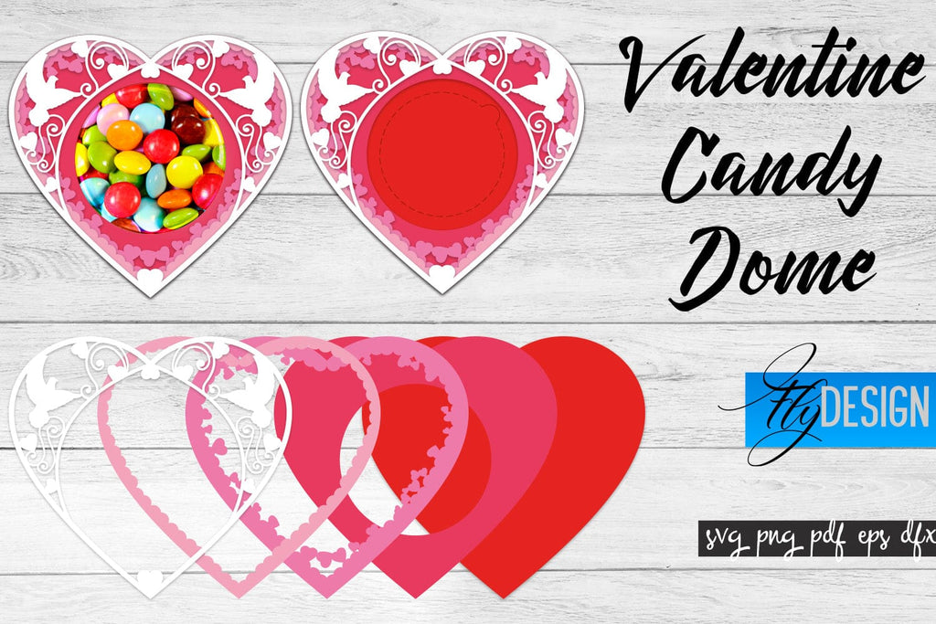 Valentine Candy Dome SVG | Candy Holders SVG | Treat Box SVG - So Fontsy