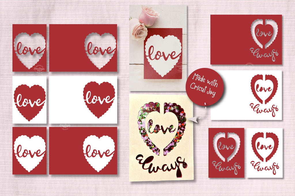 Valentine Card Bundle SVG| Heart card SVG| Love cards template| Paper ...