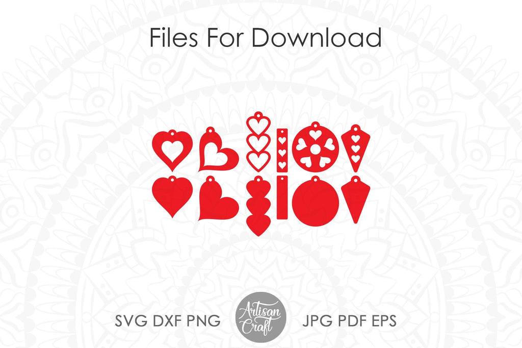 Valentine Earrings SVG, Heart Earring SVG for laser | So Fontsy