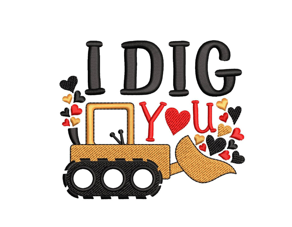 Valentine for Boys Embroidery Design, I Dig You Embroidery File ...