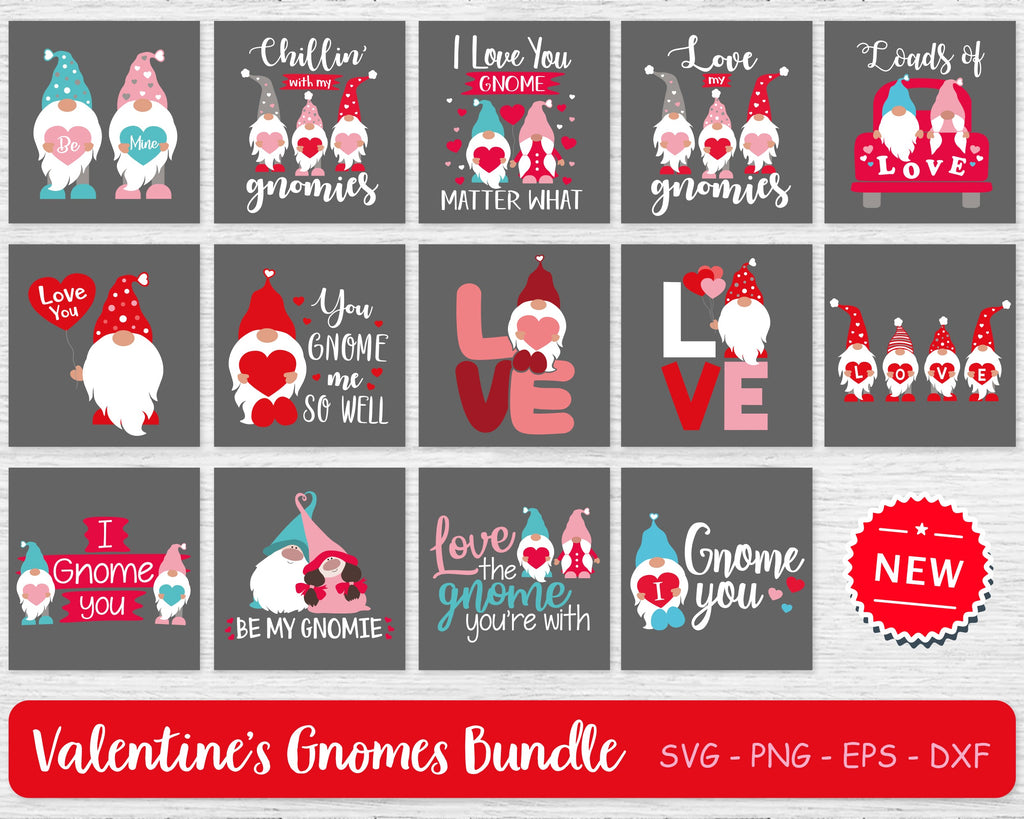 Valentine Gnomes Bundle Svg, Valentine's Day Gnomes Bundle Svg - So Fontsy