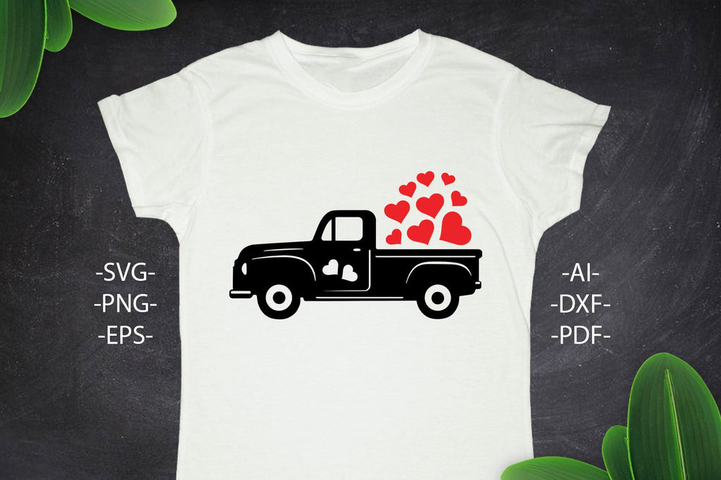Valentine Truck Svg | truck with hearts | Valentine Truck Svg ...
