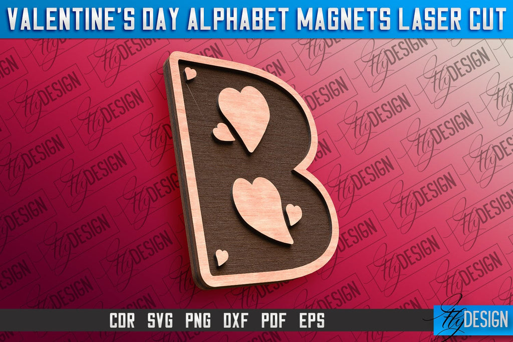 Valentine's Day Alphabet Magnet Laser Cut SVG | Magnet Laser Cut - So ...