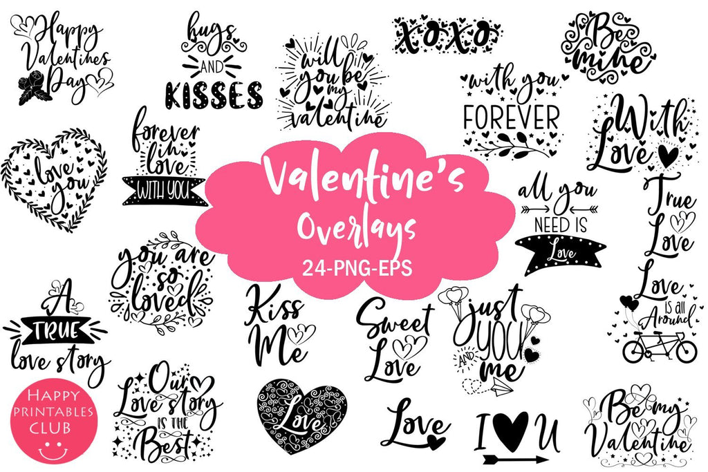 Valentine's Day Overlays-Cute Valentine Overlays Collection - So Fontsy