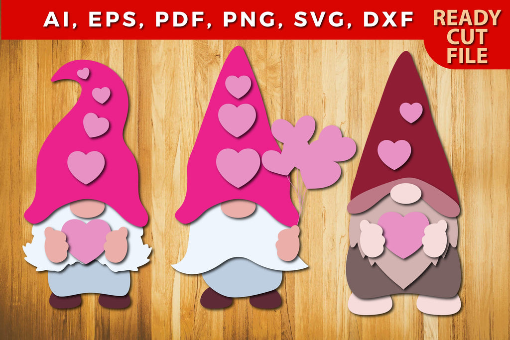 Valentines Day paper cut Gnome SVG bundle - So Fontsy