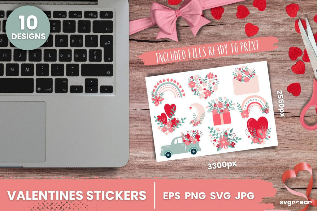 Valentine's Day Stickers | Printable | Digital planner - So Fontsy