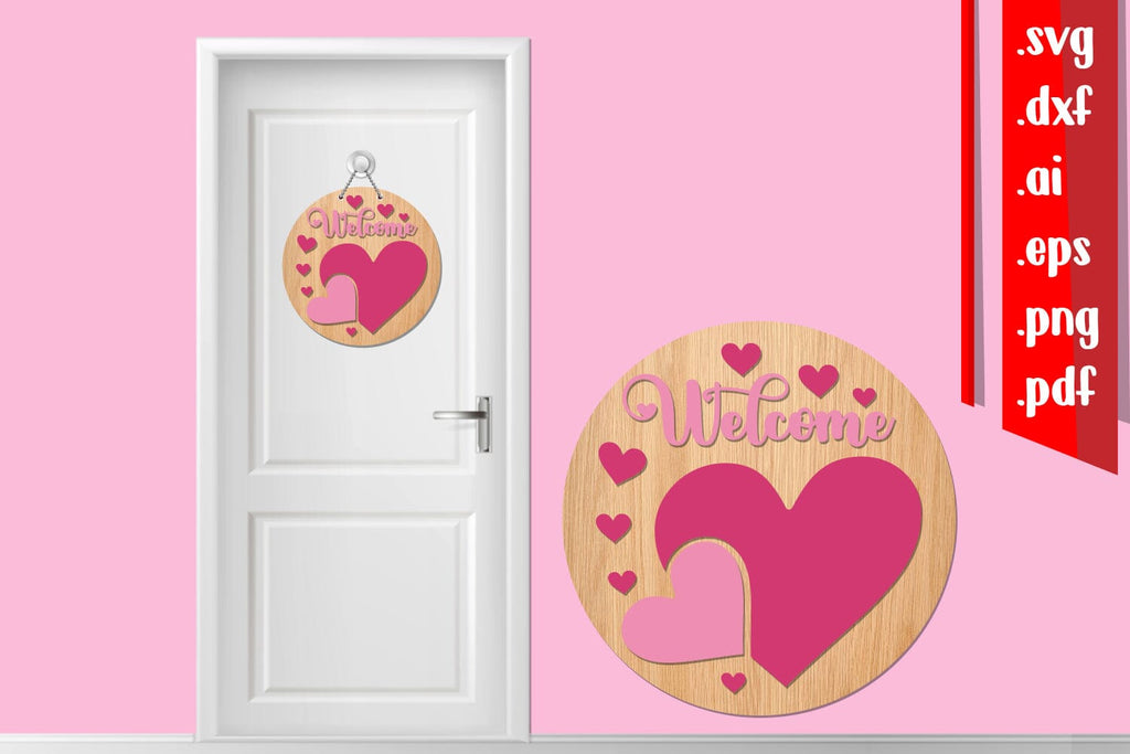 Valentines Layered Door Sign Svg Cut Files - So Fontsy