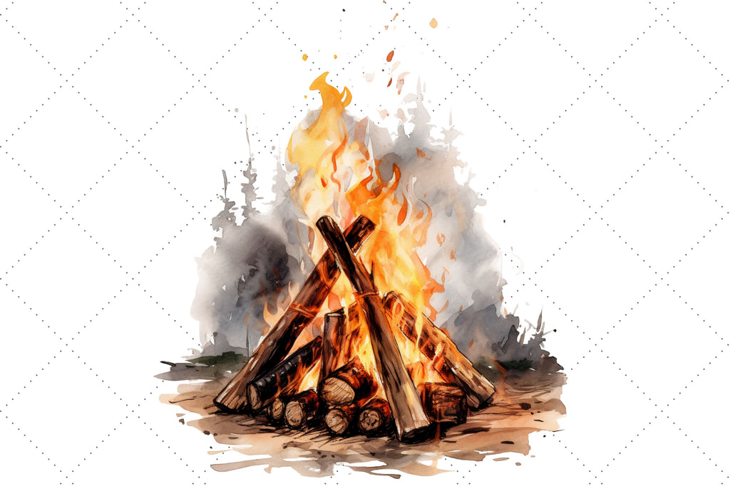 Vintage Campfire Watercolor Clipart Bundle, Sublimation, Vintage ...