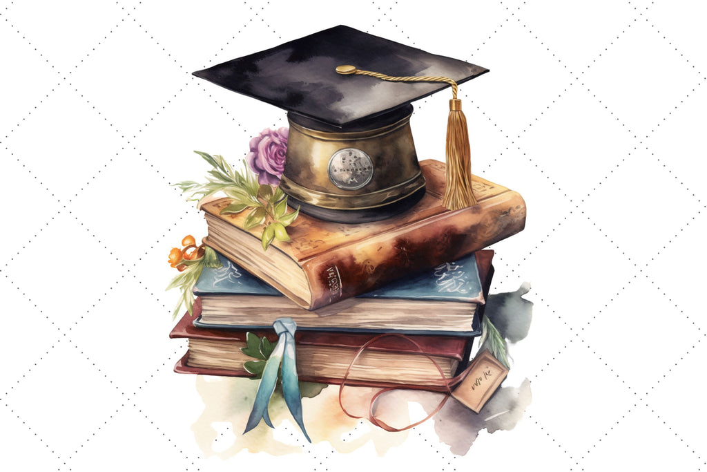 Vintage Graduation Watercolor Clipart Bundle, Sublimation, Vintage ...