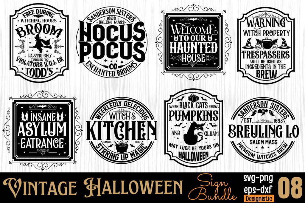 Vintage Halloween Sign Bundle, Vintage Halloween SVG, Halloween Sign ...