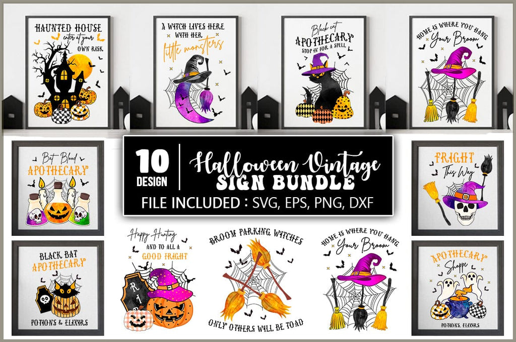 Vintage Halloween Sign Bundle - So Fontsy