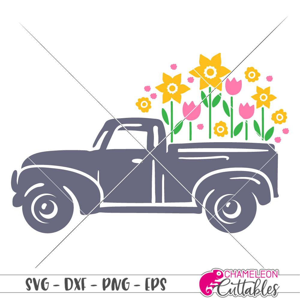 Vintage Truck with Flowers - Spring - SVG - So Fontsy