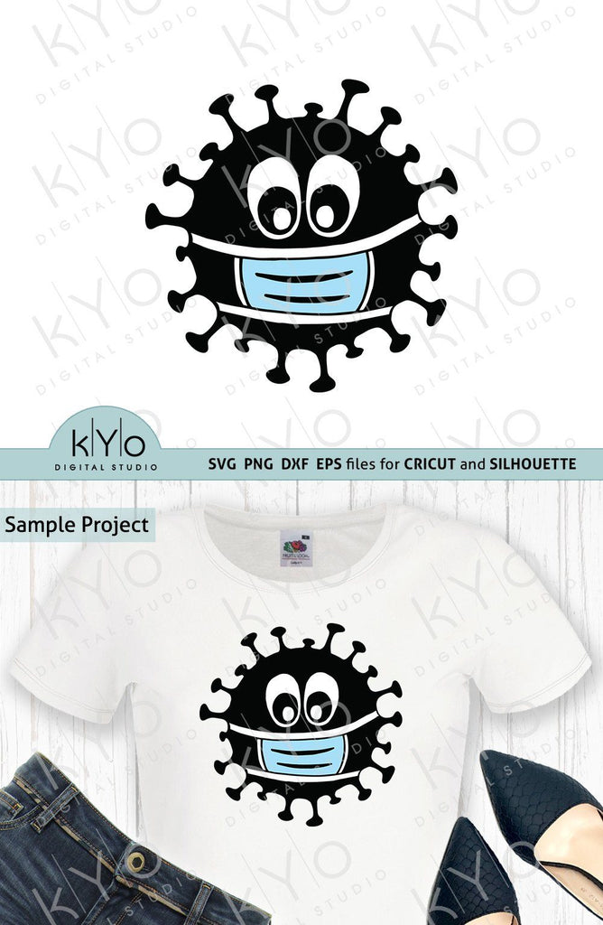 Virus with face mask svg png dxf files - So Fontsy