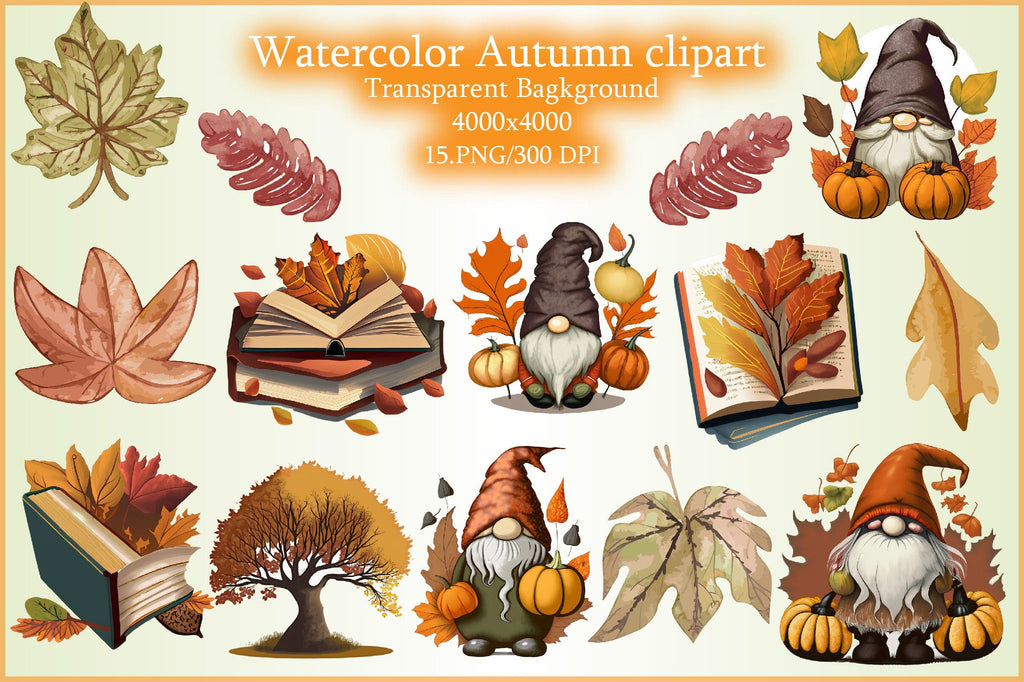 Watercolor Autumn clipart Set - So Fontsy