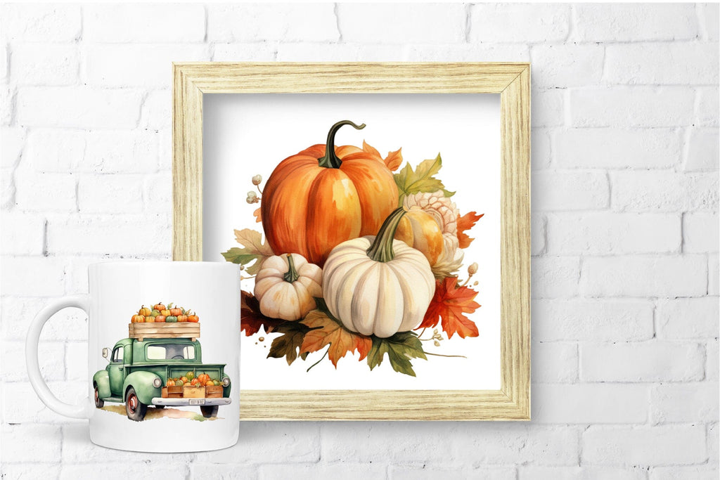 Watercolor Autumn Clipart, Thanksgiving Sublimation Bundle - So Fontsy