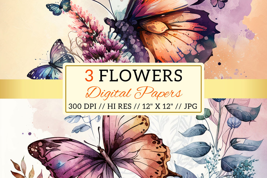 Watercolor butterfly Floral Background, seamless background with ...