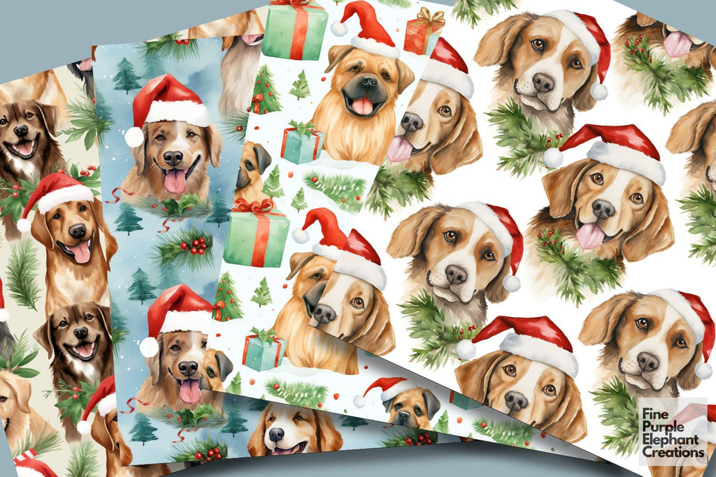Watercolor Christmas Holiday Dogs - So Fontsy