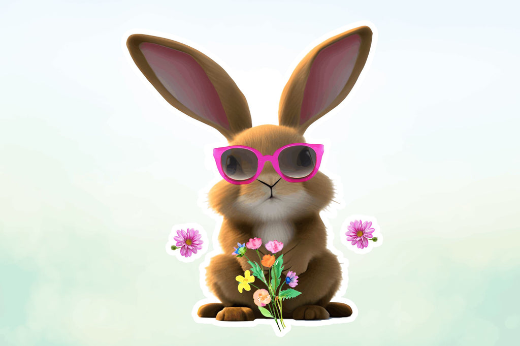 Watercolor Easter Bunny with Glasses Bunny Clipart Bundle - So Fontsy