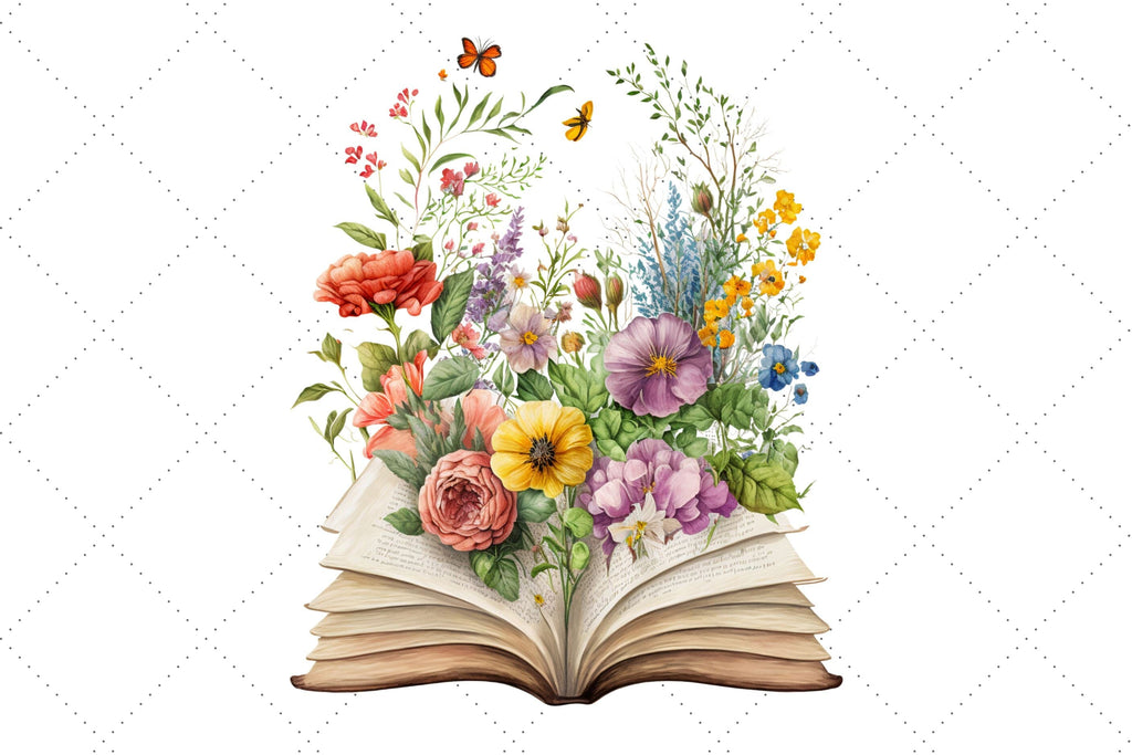 Watercolor Floral Book Clipart Bundle, Sublimation, Floral Book - So Fontsy