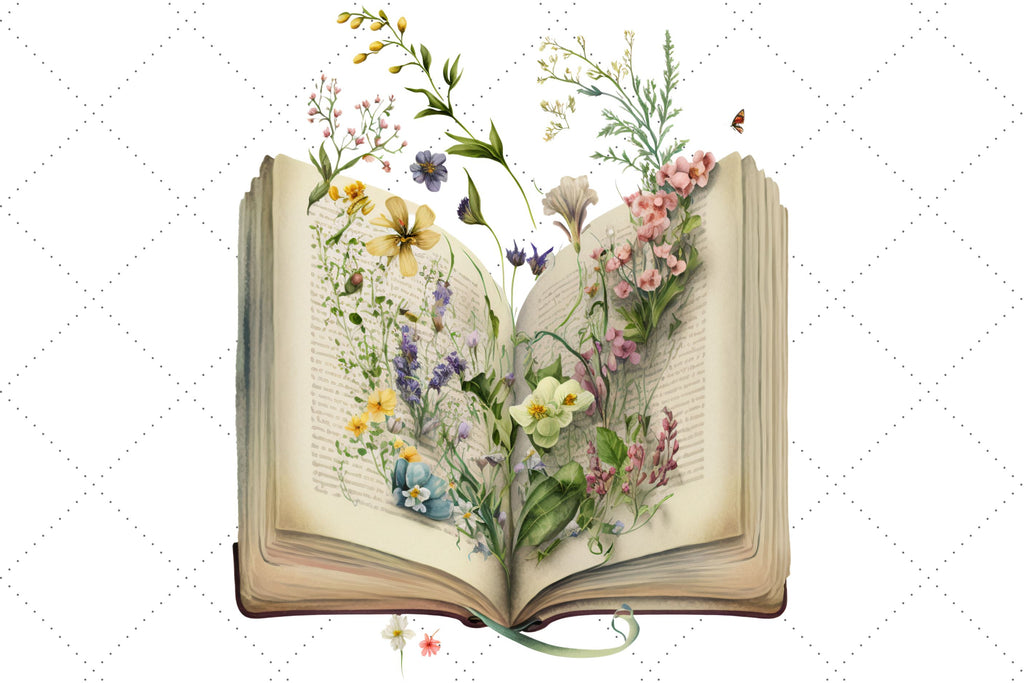 Watercolor Floral Book Clipart Bundle, Sublimation, Floral Book - So Fontsy