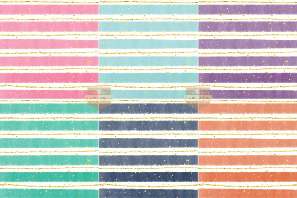 Watercolor Gold Glitter Digital Paper Backgrounds Pack - So Fontsy