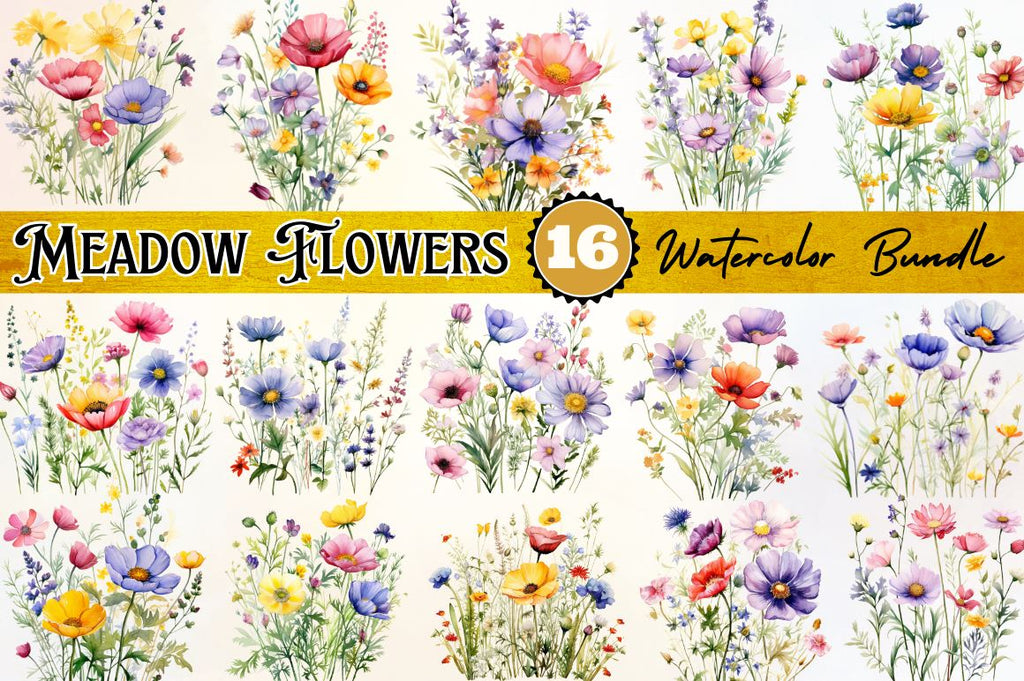 Watercolor Meadow Flowers - So Fontsy