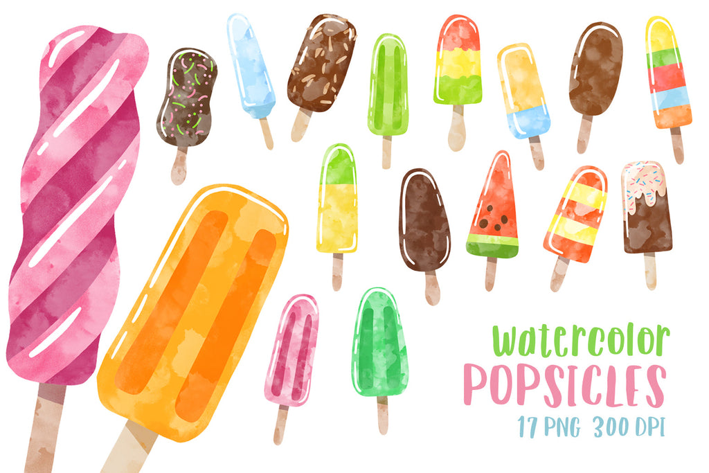 Watercolor popsicles clipart Summer clipart Ice cream png - So Fontsy