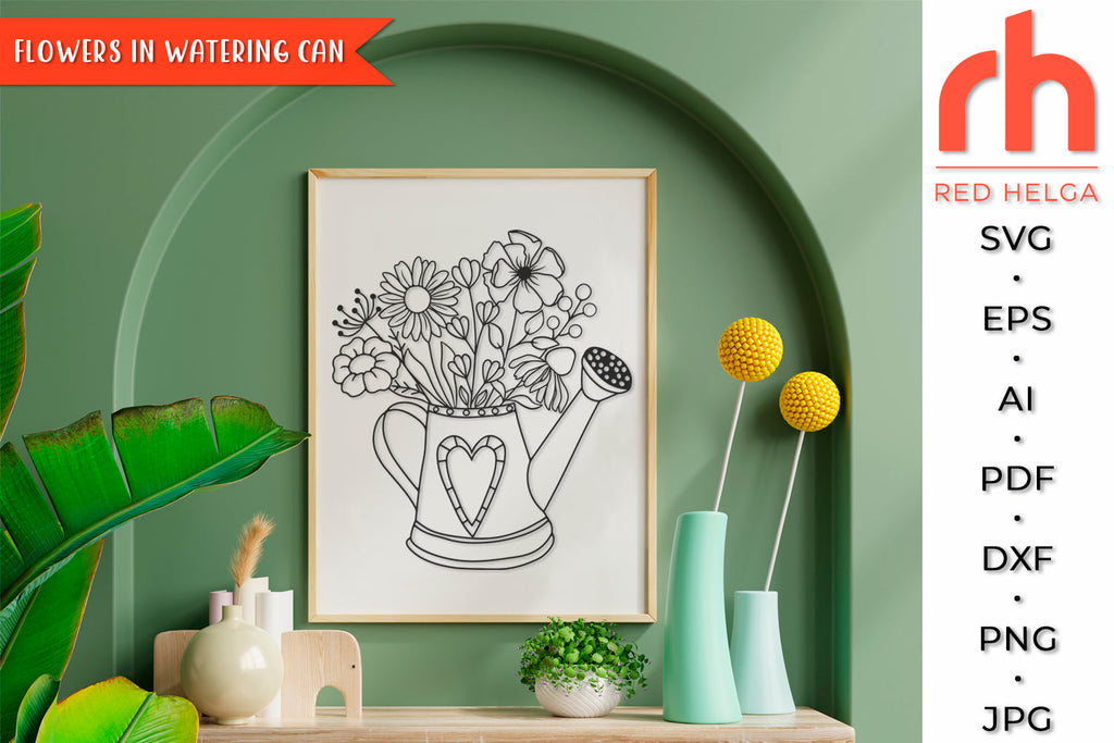 Watering Can SVG - Bouquet of Flowers Cut File - So Fontsy