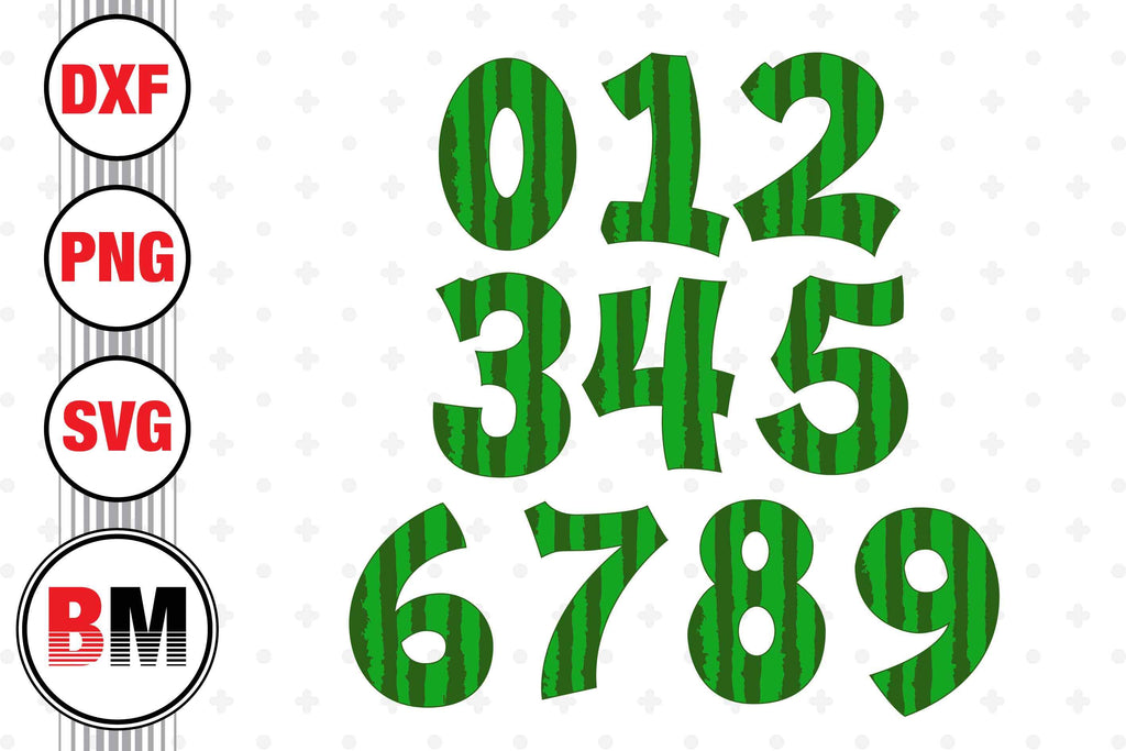 Watermelon Numbers SVG, PNG, DXF Files - So Fontsy