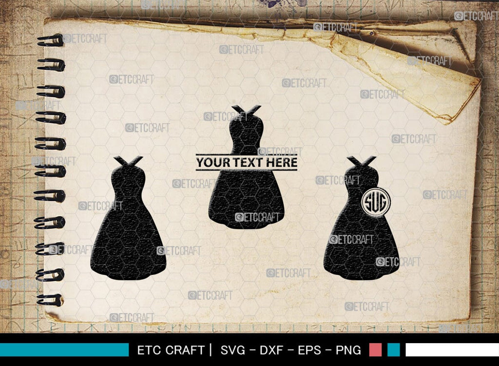 Wedding Dress Monogram, Wedding Dress Silhouette, Wedding Gown SVG ...