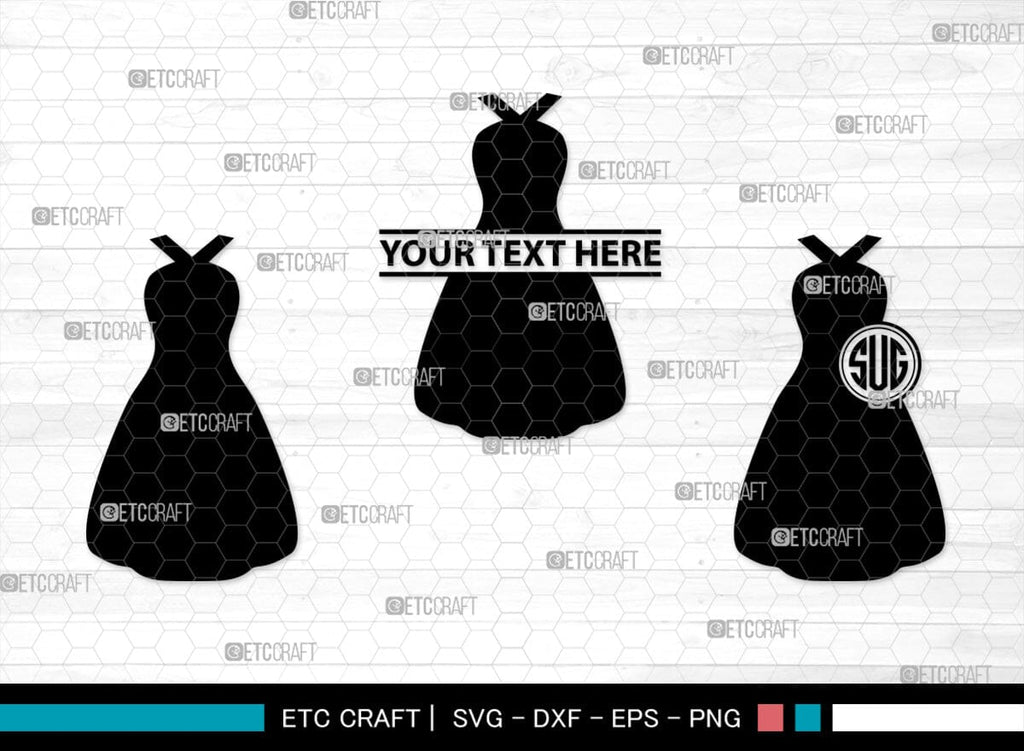 Wedding Dress Monogram, Wedding Dress Silhouette, Wedding Gown SVG ...