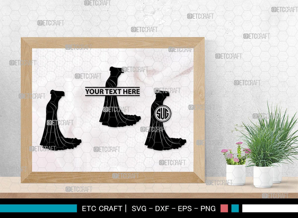 Wedding Dress Monogram, Wedding Dress Silhouette, Wedding Gown SVG ...