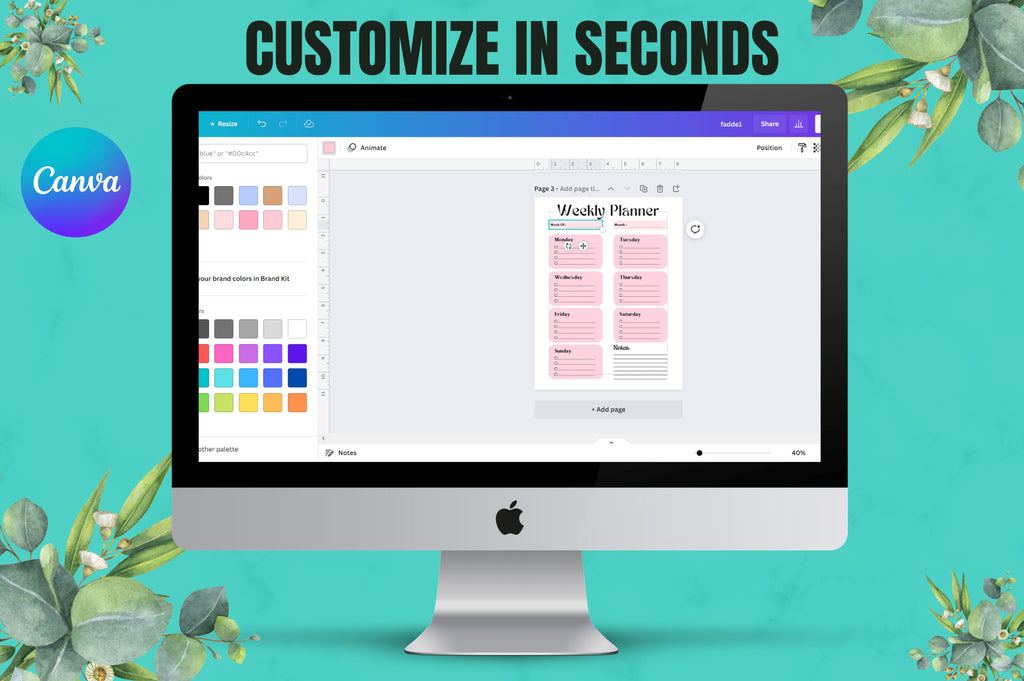 Weekly Planner Printable Canva Templates - So Fontsy