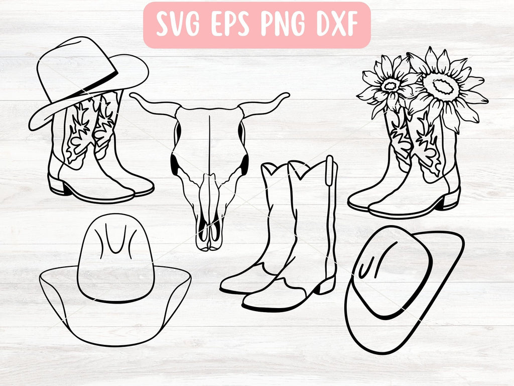 Western Cowboy Bundle SVG Cut Files for Cricut or Silhouette - So Fontsy