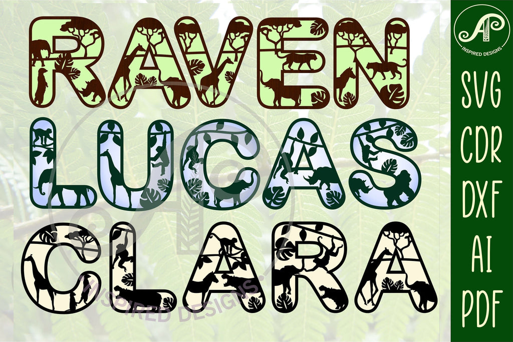 Wild animal alphabet set , 56 letter options SVG files - So Fontsy