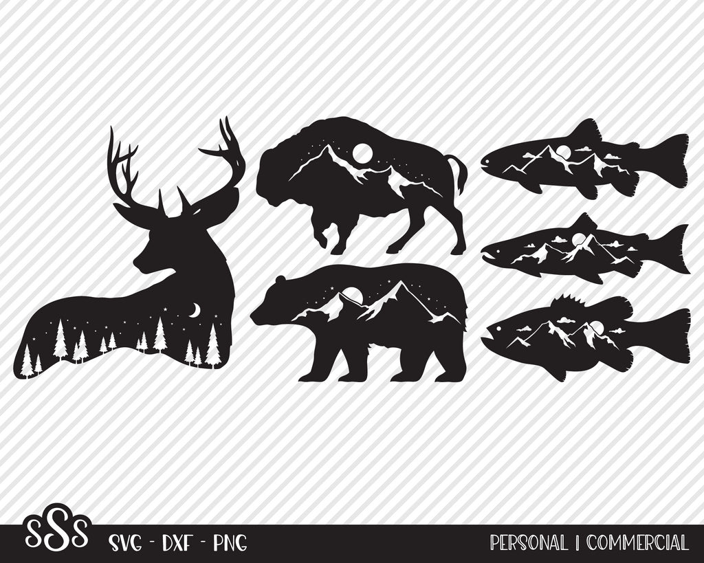 Wildlife Mountain Scenes | Outdoor SVG - So Fontsy