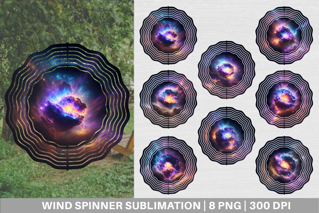 Galaxy Cloud Illustration Wind Spinner | Sublimation Spinner - So Fontsy