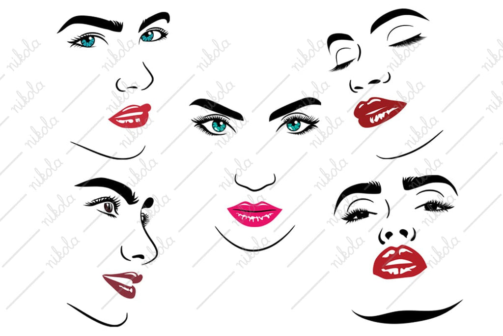 Women Faces Clipart PNG SVG PDF EPS - So Fontsy