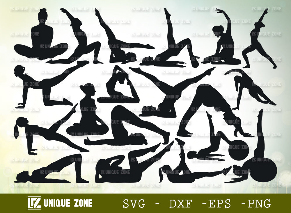 Yoga Pilates SVG Bundle, Yoga Pose Svg, Mediation Svg, Fitness Svg ...