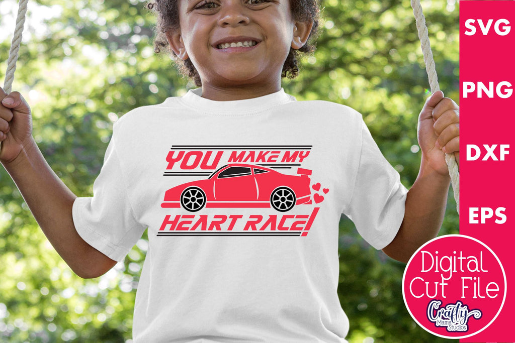 You Make My Heart Race Svg | Kids Race Car Valentine Svg - So Fontsy