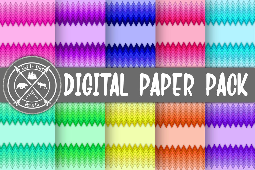 ZigZag colors digital paper bundle - So Fontsy