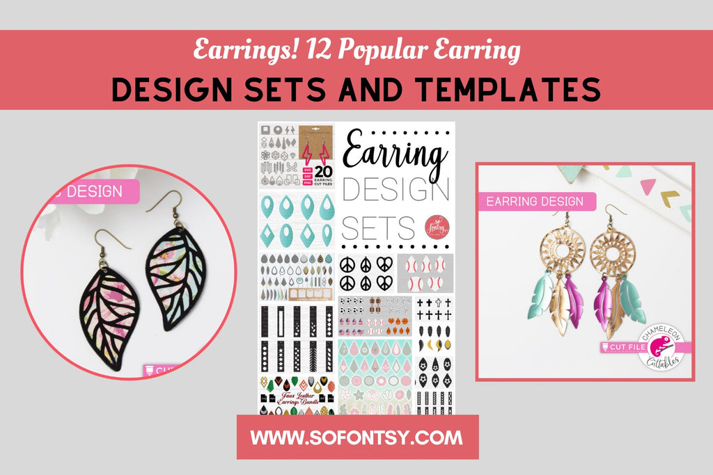 Earrings! 12 Popular Earrings Design Sets and Templates - So Fontsy