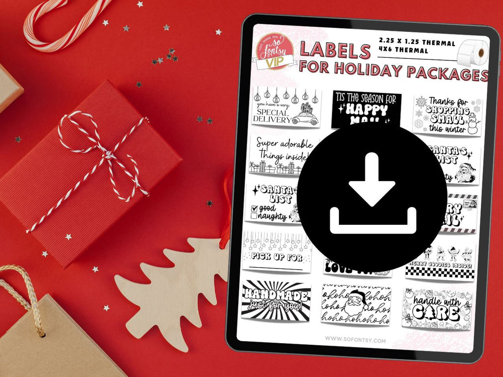 Free Printable Christmas Package Labels for Small Businesses - So Fontsy