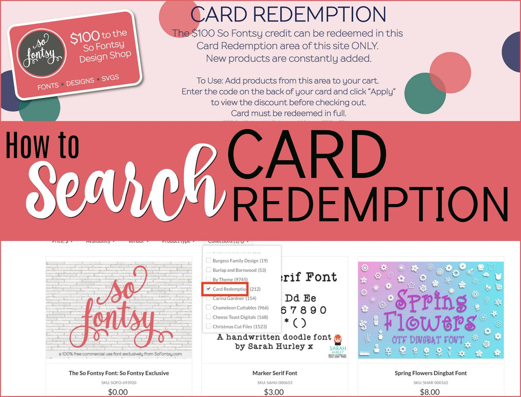How to Search the Card Redemption Category for Free SVG Files - So Fontsy