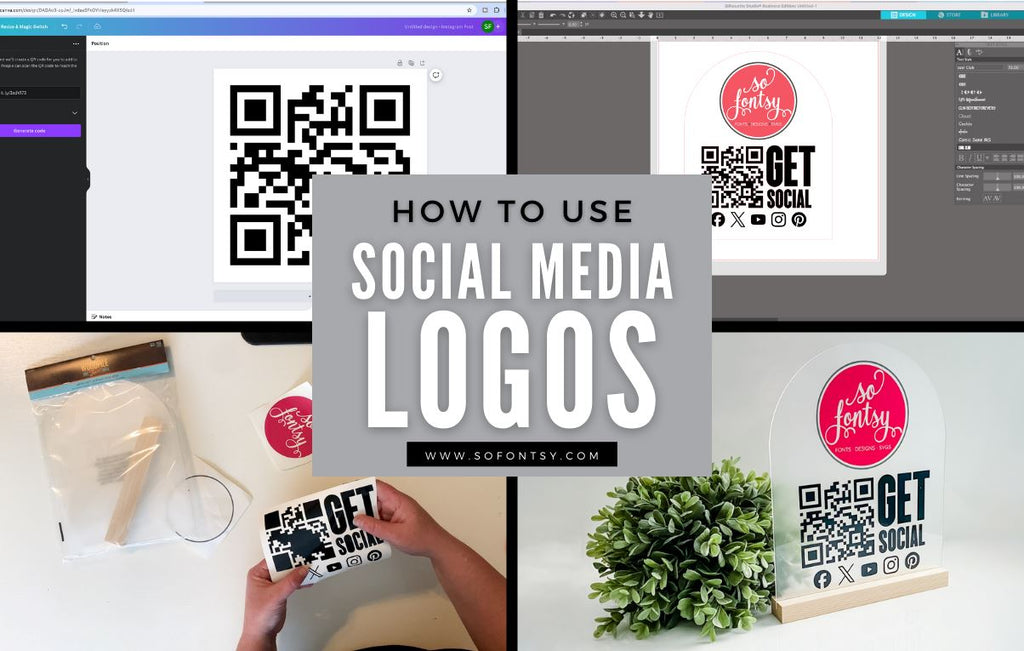 How to use Social Media Logos for a Scannable Craft Fair Sign - So Fontsy