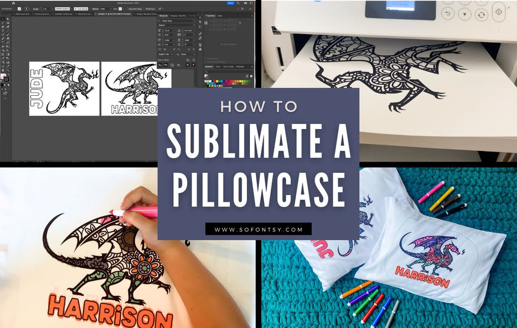 Sublimation Dragon Coloring Book Pillowcases - So Fontsy