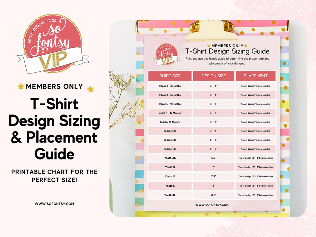 T-shirt Design Sizing & Placement Guide Printable - So Fontsy